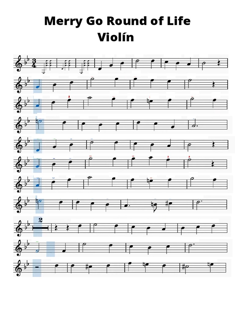 Merry Go Round of Life Violín | PDF