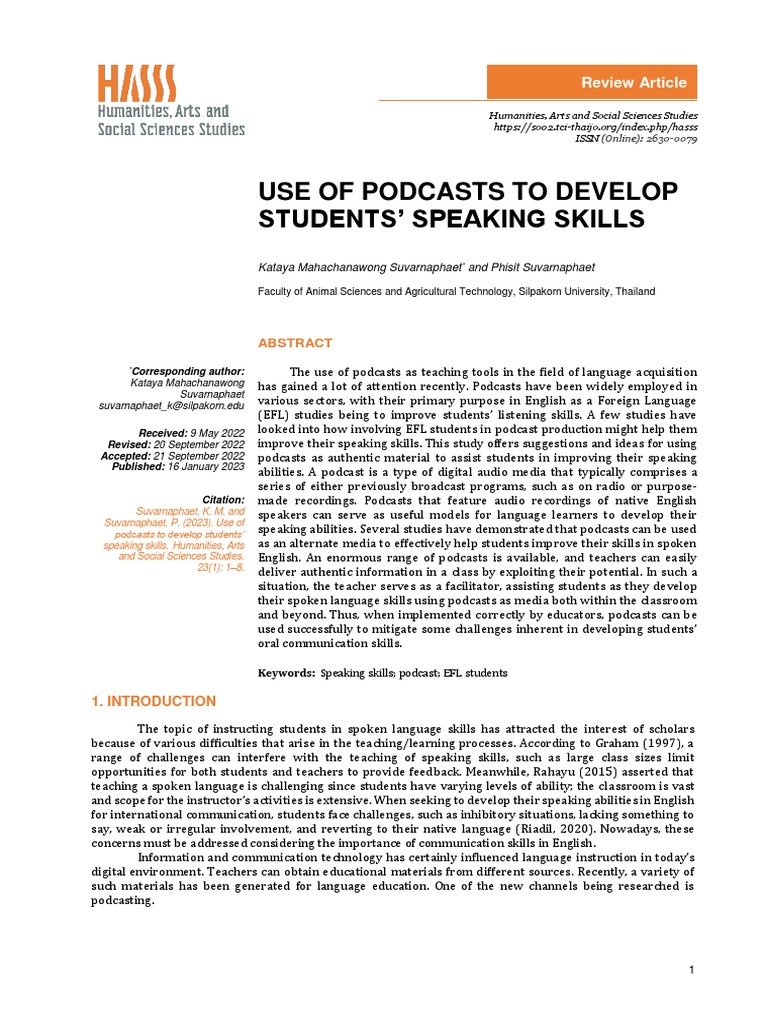 Use of Podcasts To Develop | PDF | English As A Second Or Foreign ...