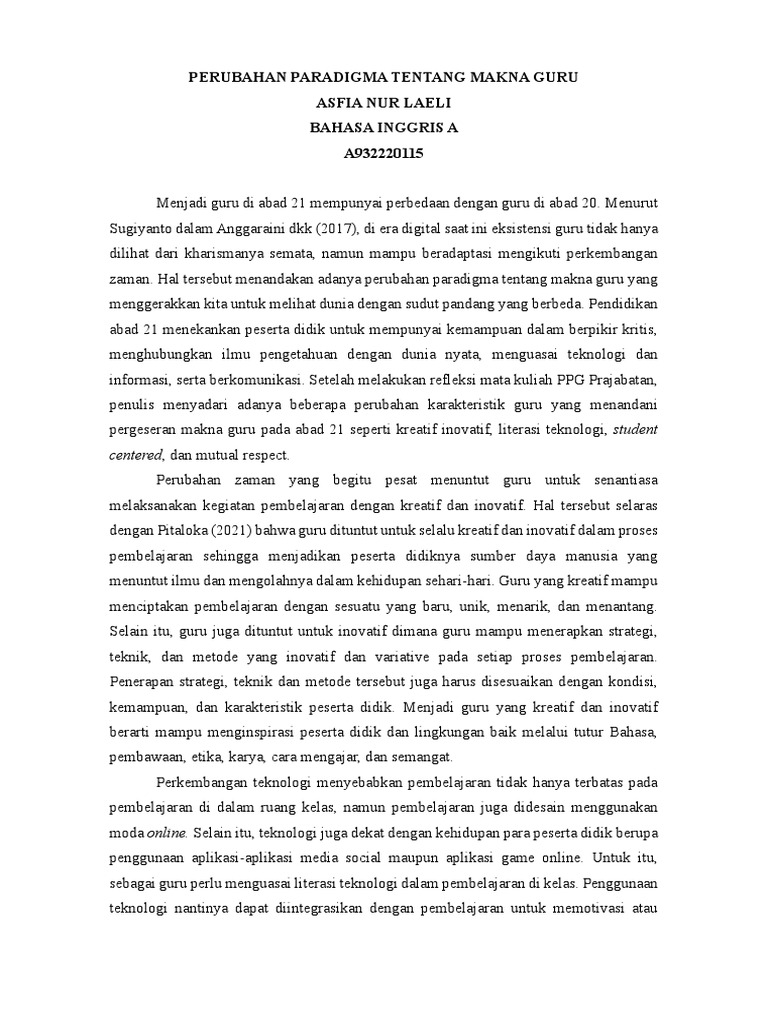 Perubahan Paradigma Guru Abad 21 | PDF