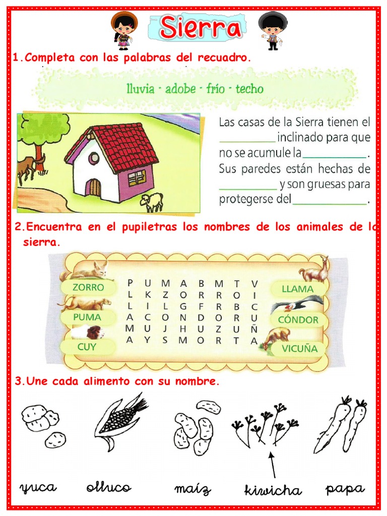 Ficha Las Regiones (Sierra -Selva) Maestra Janet | PDF