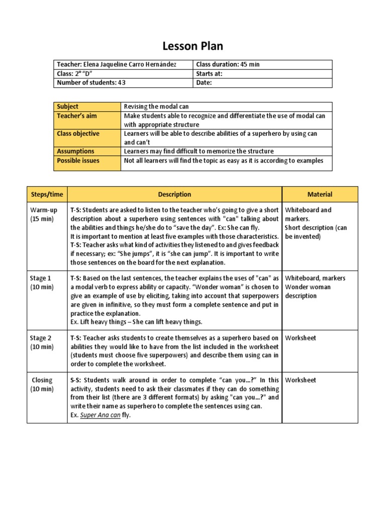 Lesson Plan Correction - Ximena Vega | PDF | Cognition | Learning