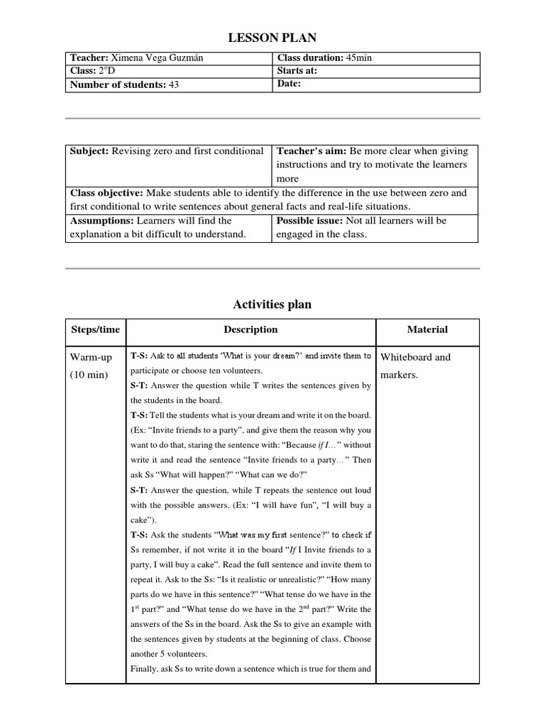 Lesson Plan - 1st Draft | PDF | Lesson Plan | Question