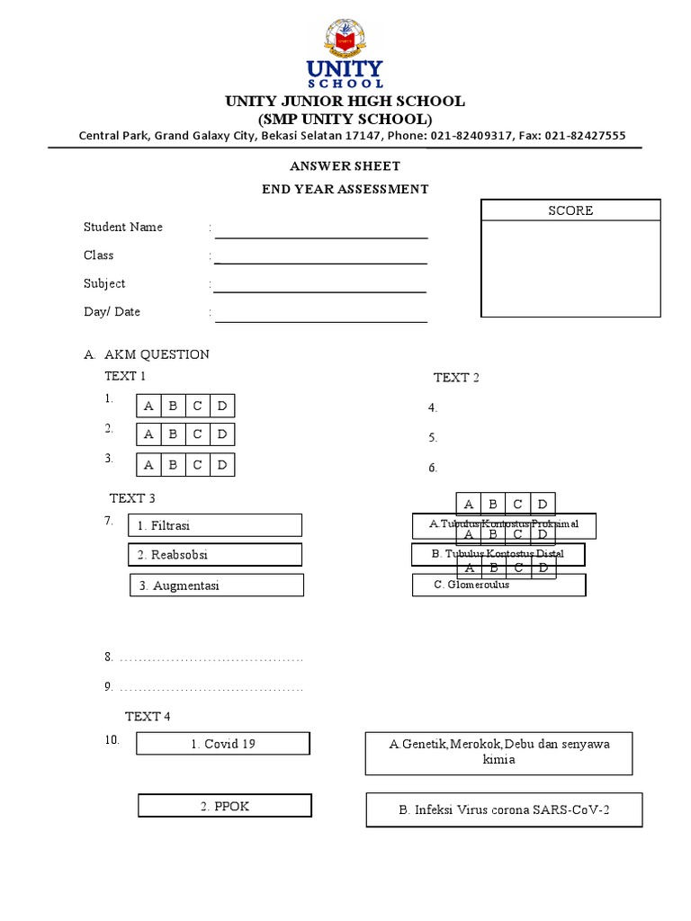 Grade 6 PAT Answer Sheet 2025 | PDF