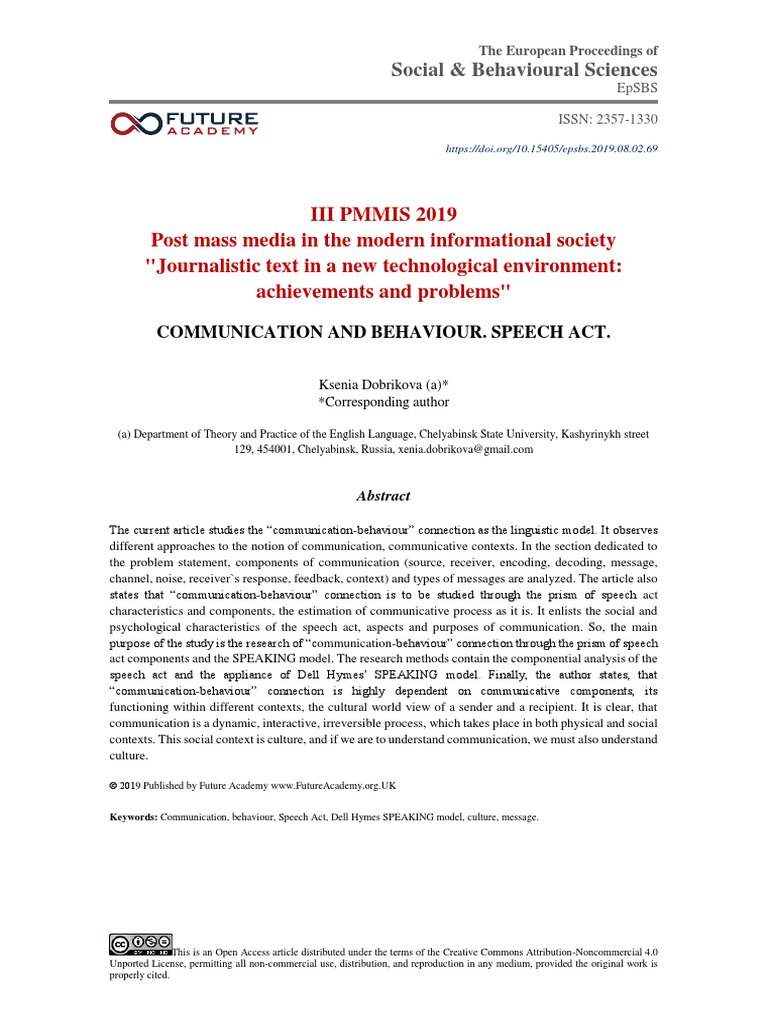 Communication and Behaviour Speech Act | PDF | Communication ...