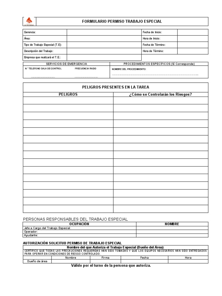 F-GR-PR-026 FORMULARIO PERMISO TRABAJO ESPECIAL (Altura) | PDF