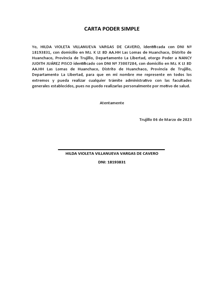 Carta Poder Simple | PDF