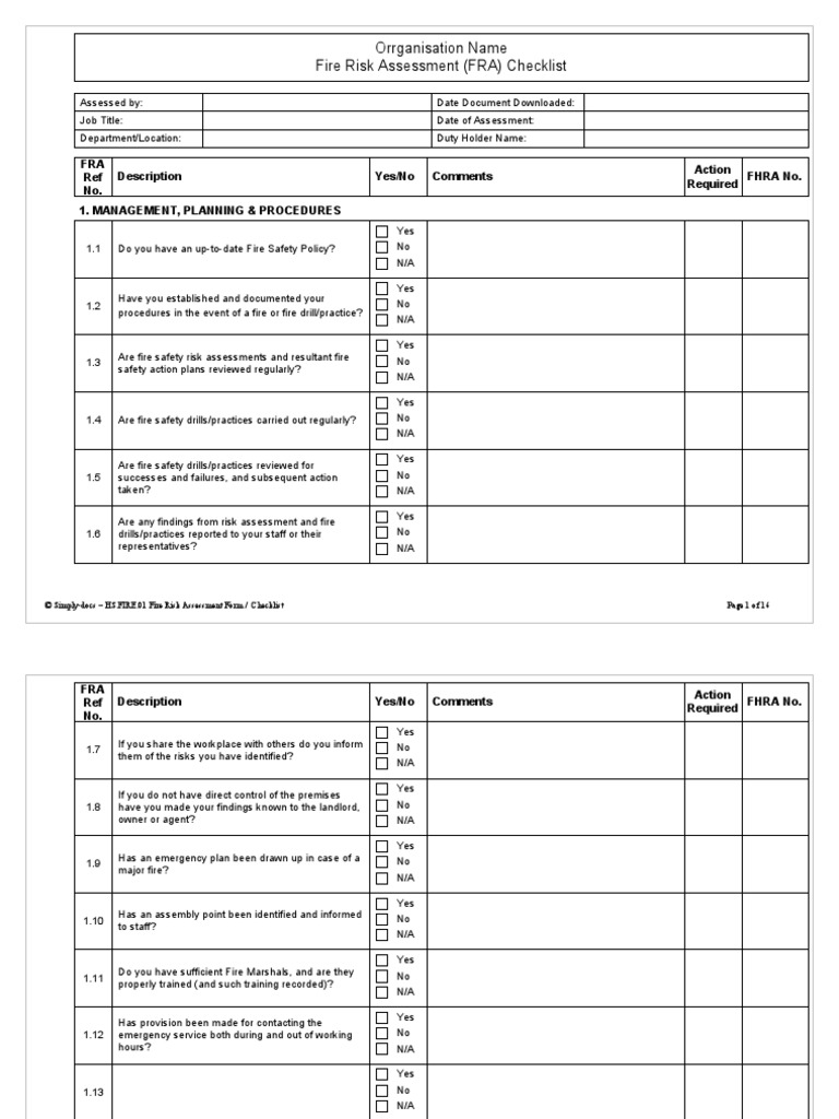 Fire Risk Assessment | Download Free PDF | Emergency Evacuation | Fires