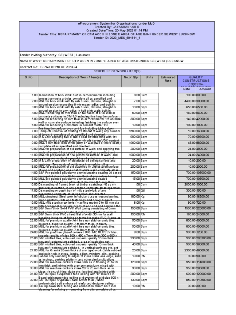 MoD eProcurement: Repair & Maintenance Tender | PDF | Door | Screw