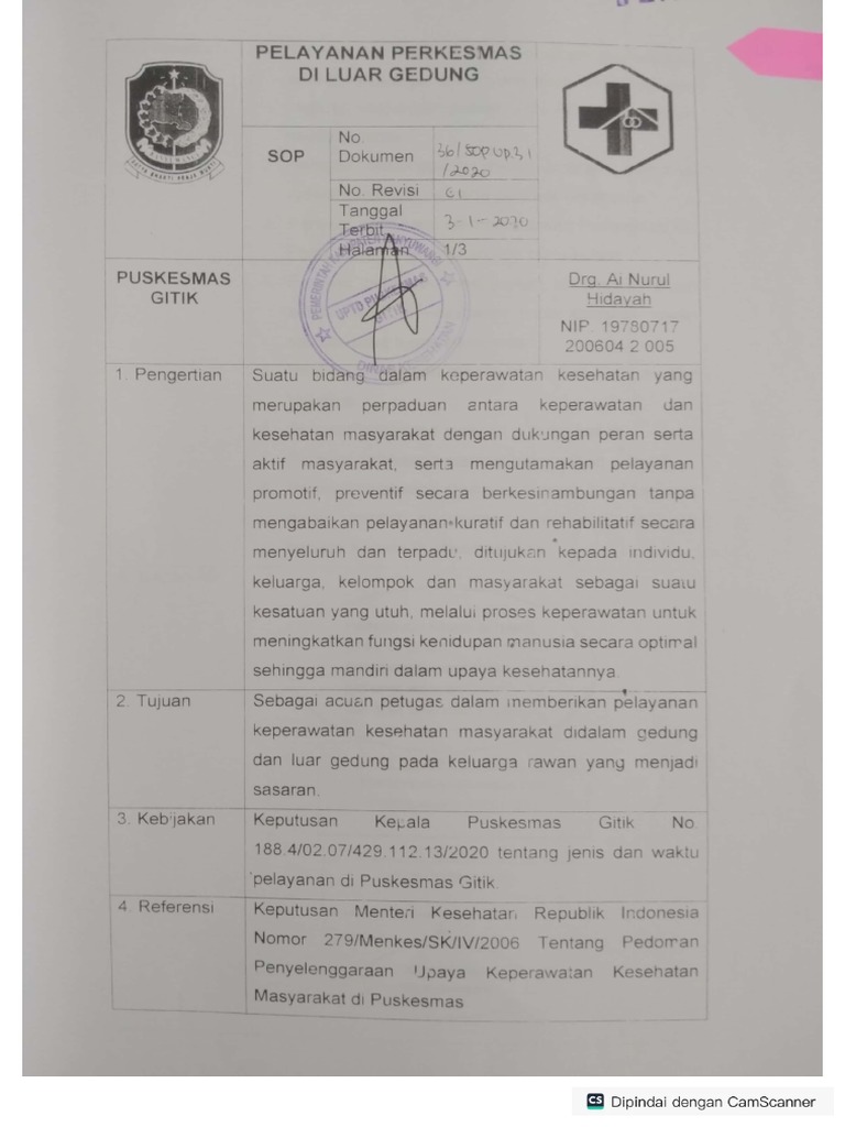 SOP Pelayanan Perkesmas Di Luar Gedung | PDF