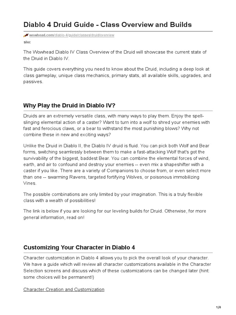 Diablo 4 Druid Guide - Class Overview and Builds | PDF Diablo 4 Druid Guide - Class Overview and Builds | PDF