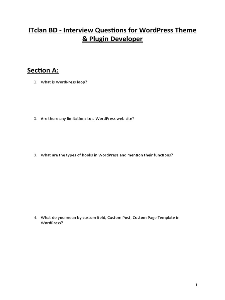 WordPress Interview Question Final | PDF | Word Press | Computing
