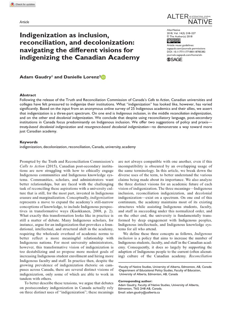 Indigenization As Inclusion | PDF