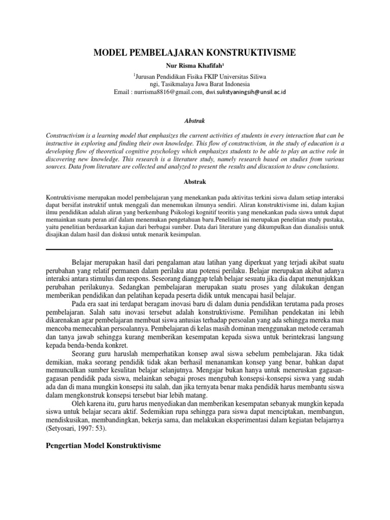 Model Pembelajaran Konstruktivisme | PDF