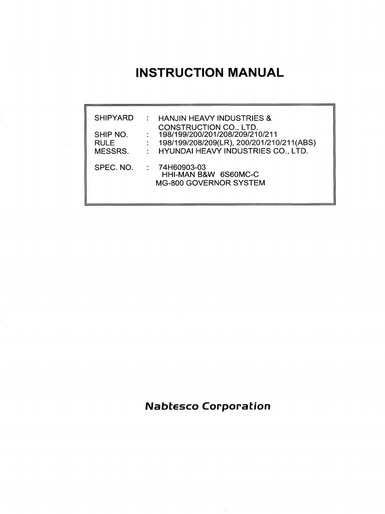 HHI-MAN B&W 6S60MC-C MG-800 Governor System | PDF