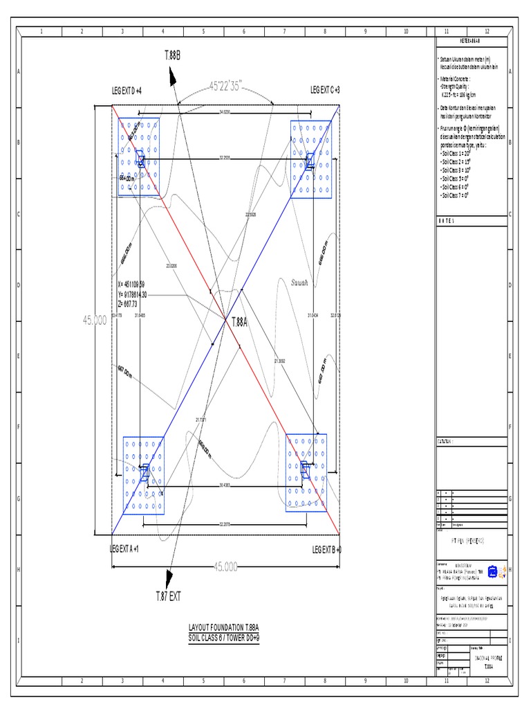 Potongan Diagonal dan Profil Fondasi | PDF