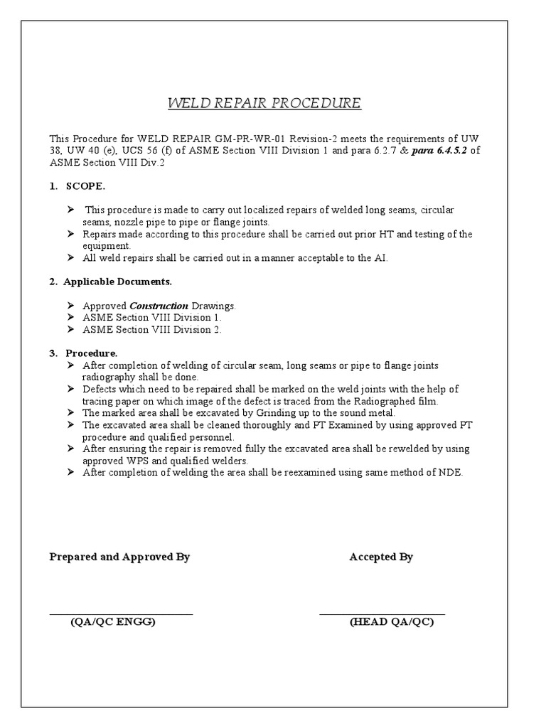 Weld Repair | PDF | Technology & Engineering