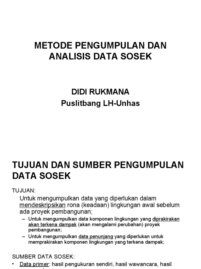 Metode Pengumpulan Dan Analisis Data Sosek-Didi | PDF