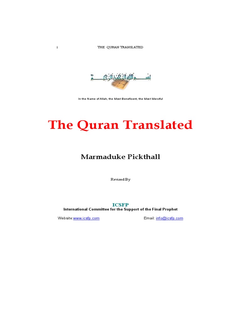 The Holy Quran by Marmaduke Pickthall | PDF | Muhammad | Prophets And ...