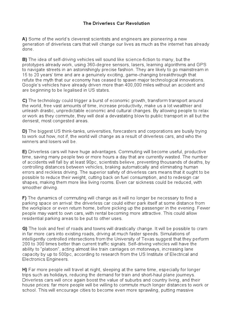 Driverless Cars | PDF | Car | Commuting