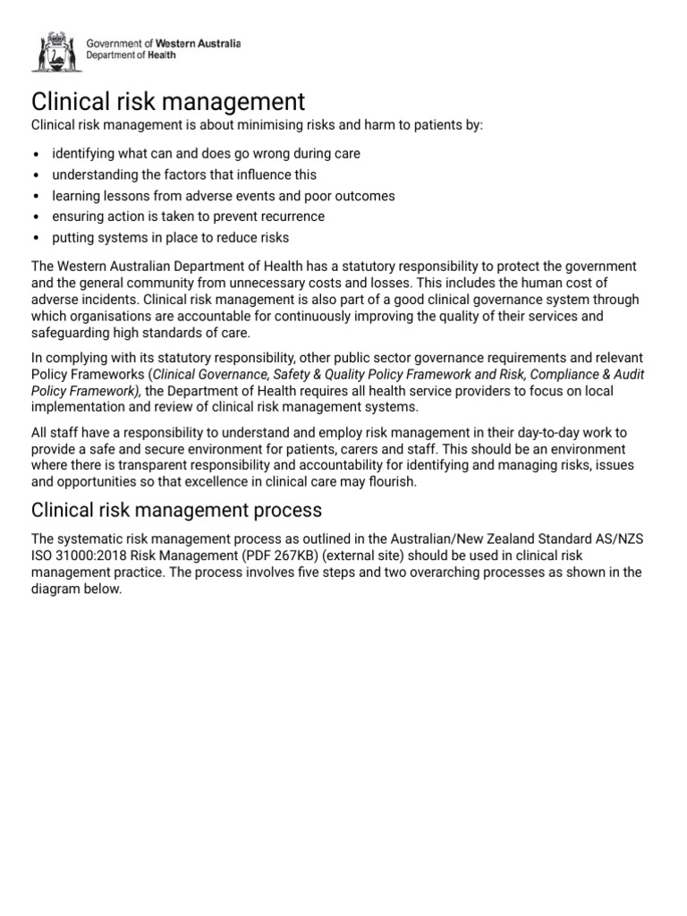 Clinical Risk Management | PDF | Risk | Risk Management