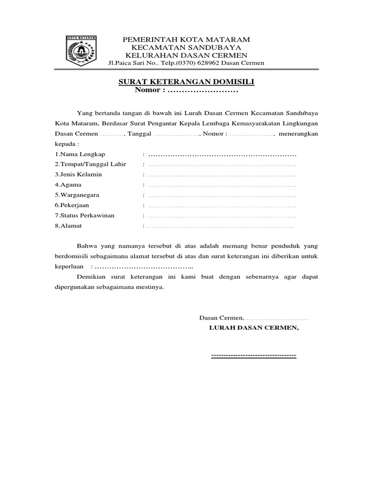 Surat Keterangan Domisili | PDF | Olahraga & Rekreasi | Game & Aktivitas