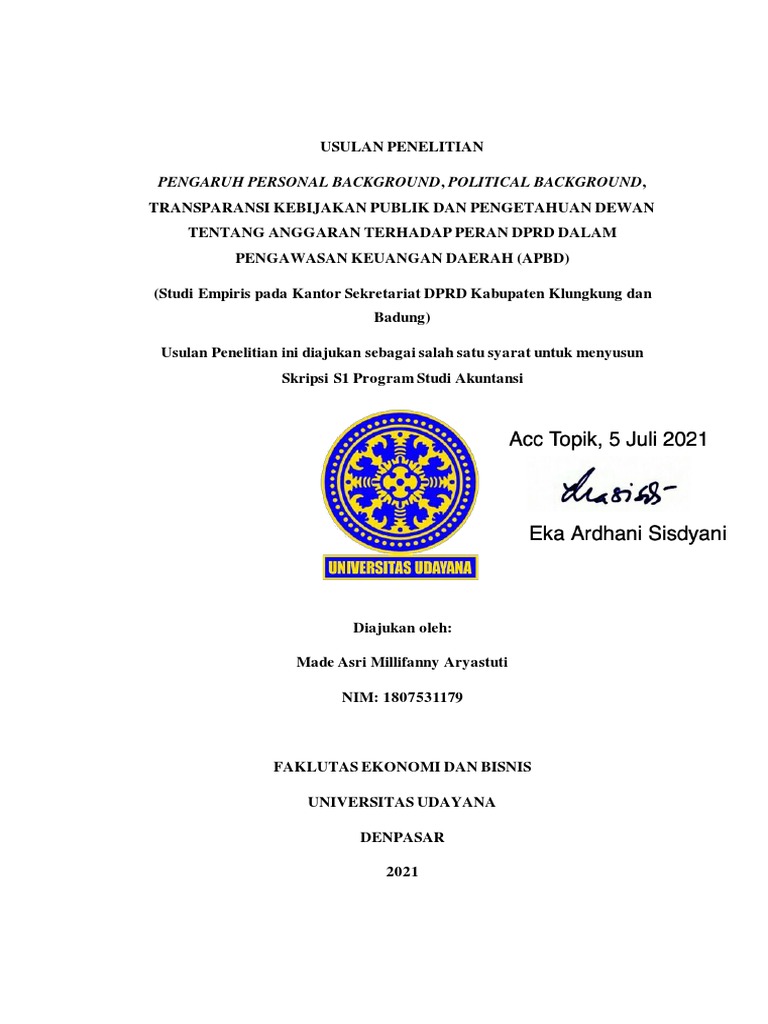 Riset Ak c3 Uas Made Asri Millifanny Aryastuti (25) Proposal-2 | PDF