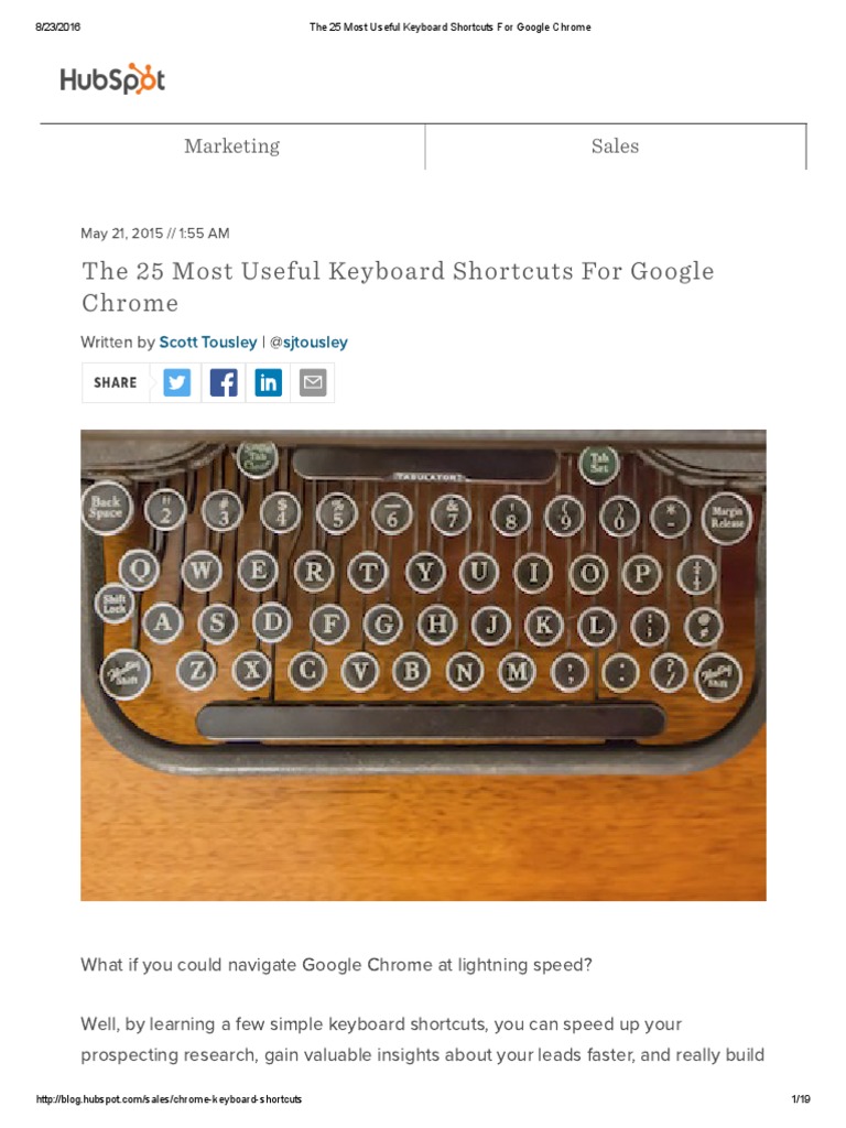 The 25 Most Useful Keyboard Shortcuts For Google Chrome | PDF ...