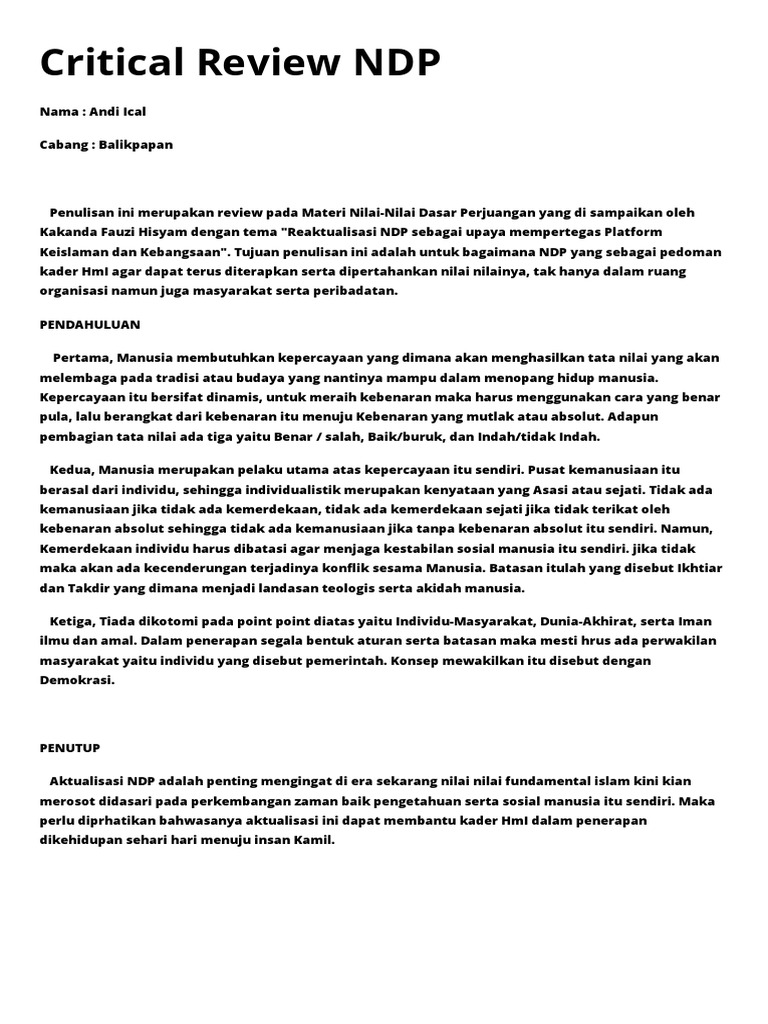 Critical Review NDP | PDF