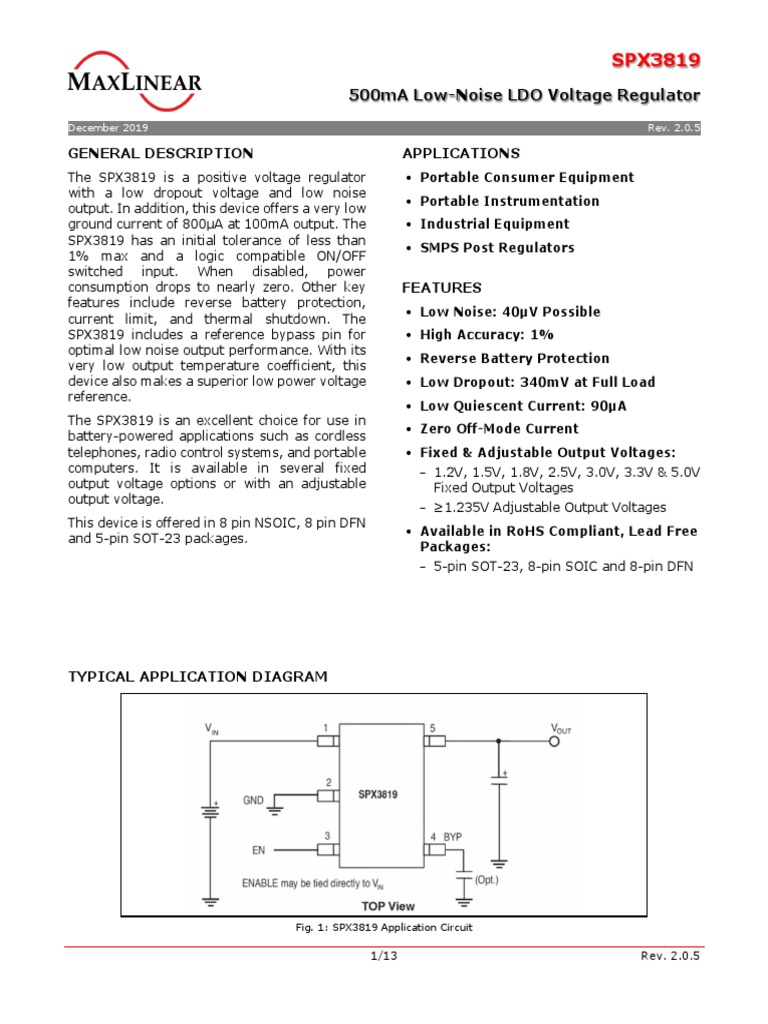 SPX3819 Ldo | PDF | Capacitor | Electromagnetism