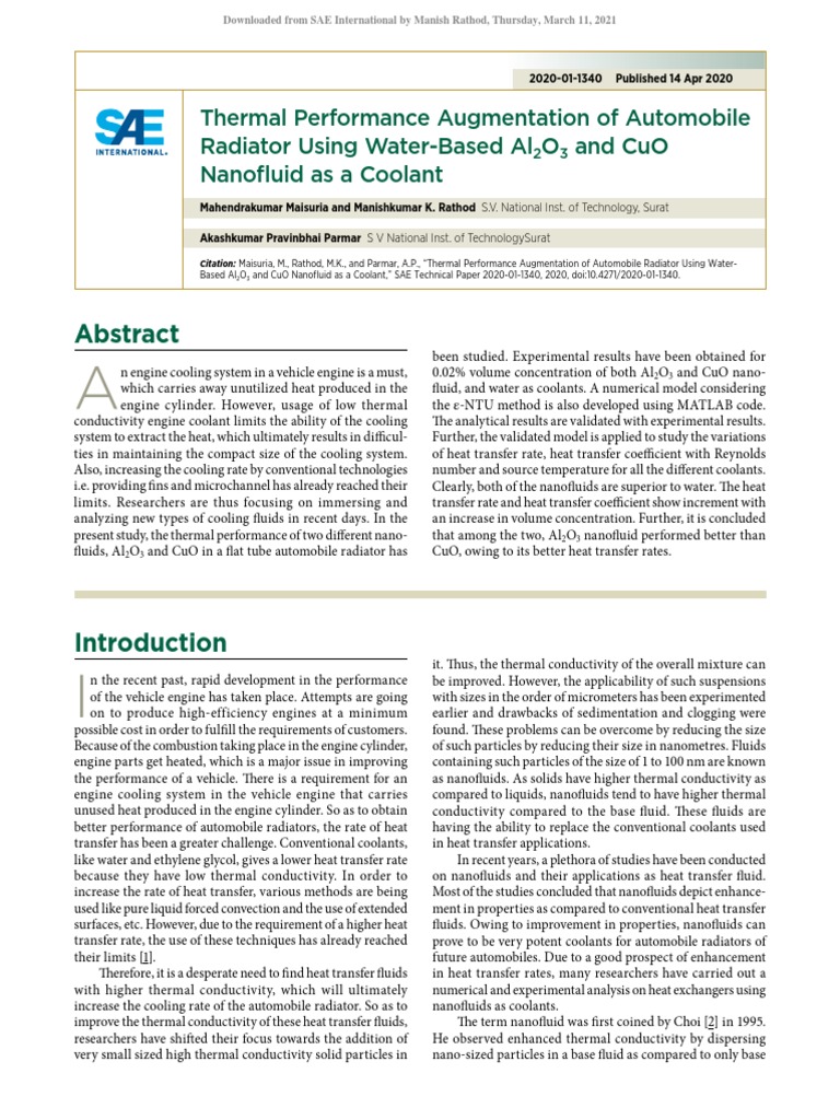 MBM SAE Paper | PDF | Heat Transfer | Radiator
