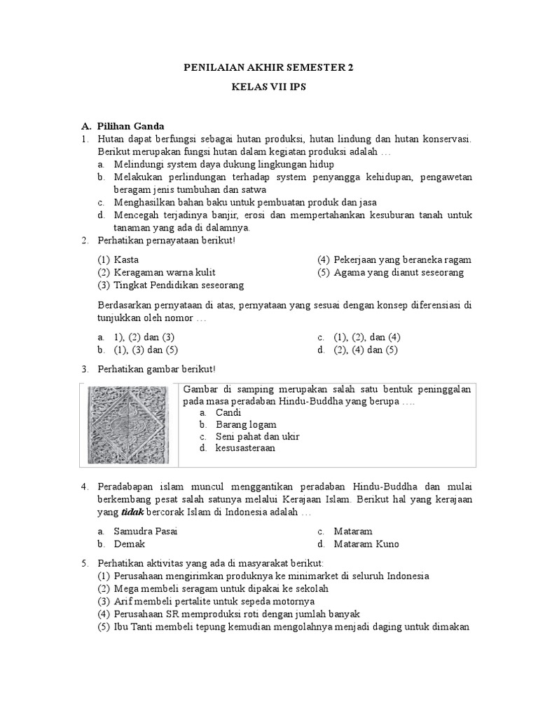 Soal Latihan Persiapan Ujian Akhir Semester 2 Kelas 7 K. Merdeka | PDF