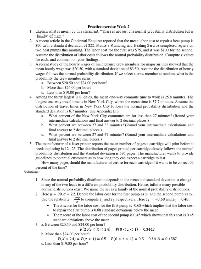 12 Practice Exercise Week 2 | PDF | Standard Deviation | Standard Score