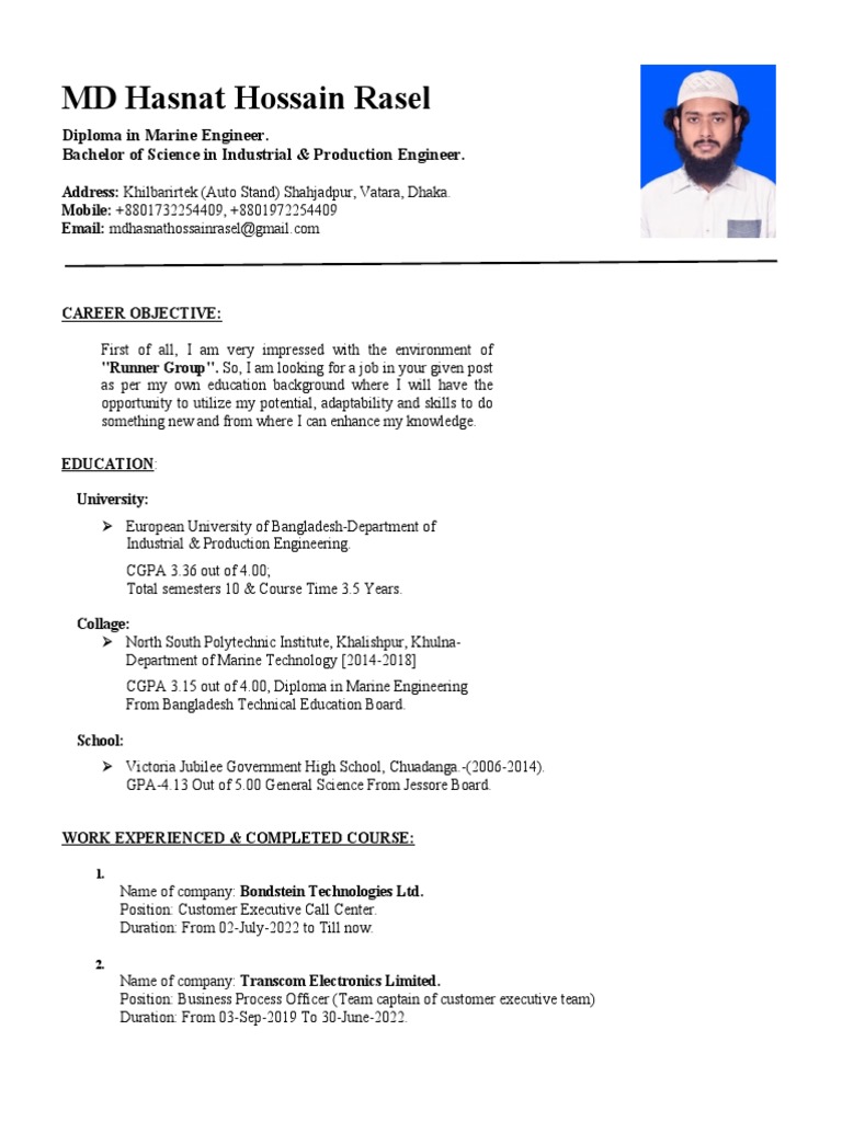 Resume of Hasnat | PDF