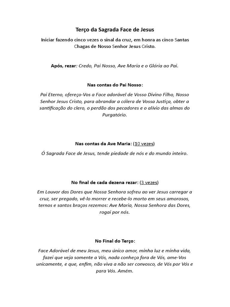 Terço da Sagrada Face de Jesus | PDF