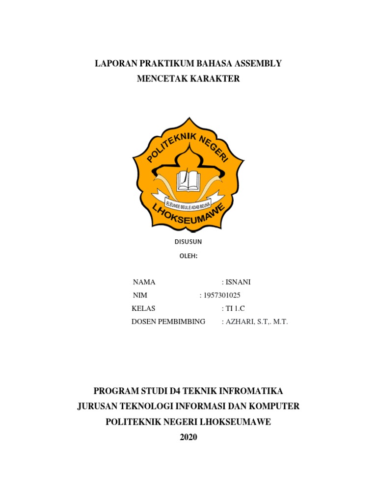 Praktikum Assembly: Cetak Karakter | PDF