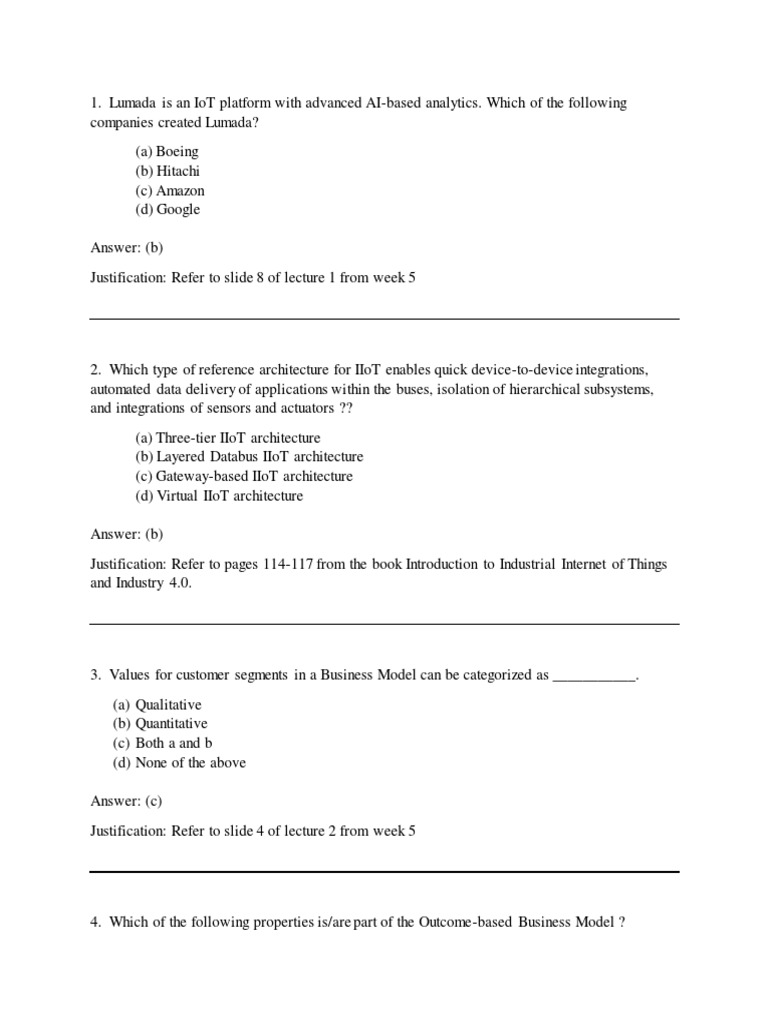 Week 05 Assignment Solution | PDF | Internet Of Things | Business Model Week 05 Assignment Solution | PDF | Internet Of Things | Business Model