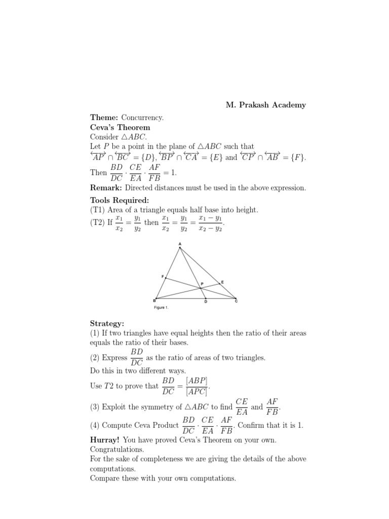 Ceva's Theorem | PDF | Geometry | Triangle Geometry