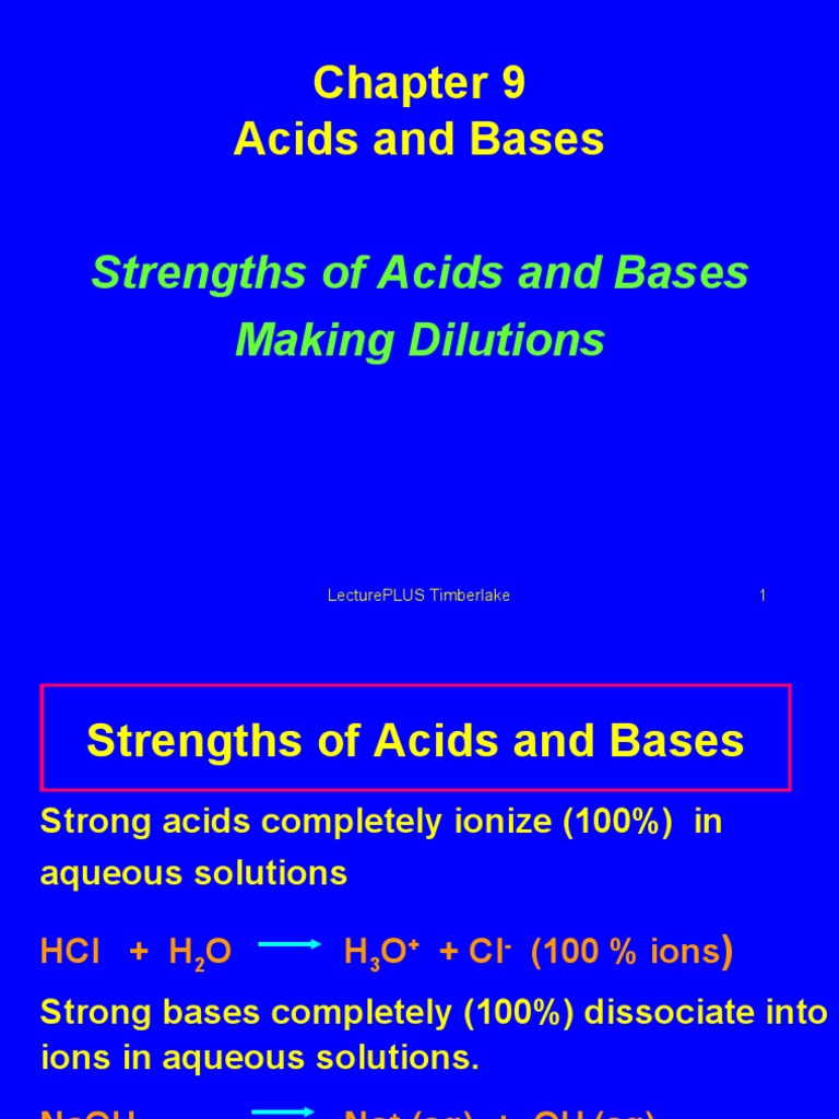 Strengths of Strong Acids and Bases | PDF | Acid | Molecules