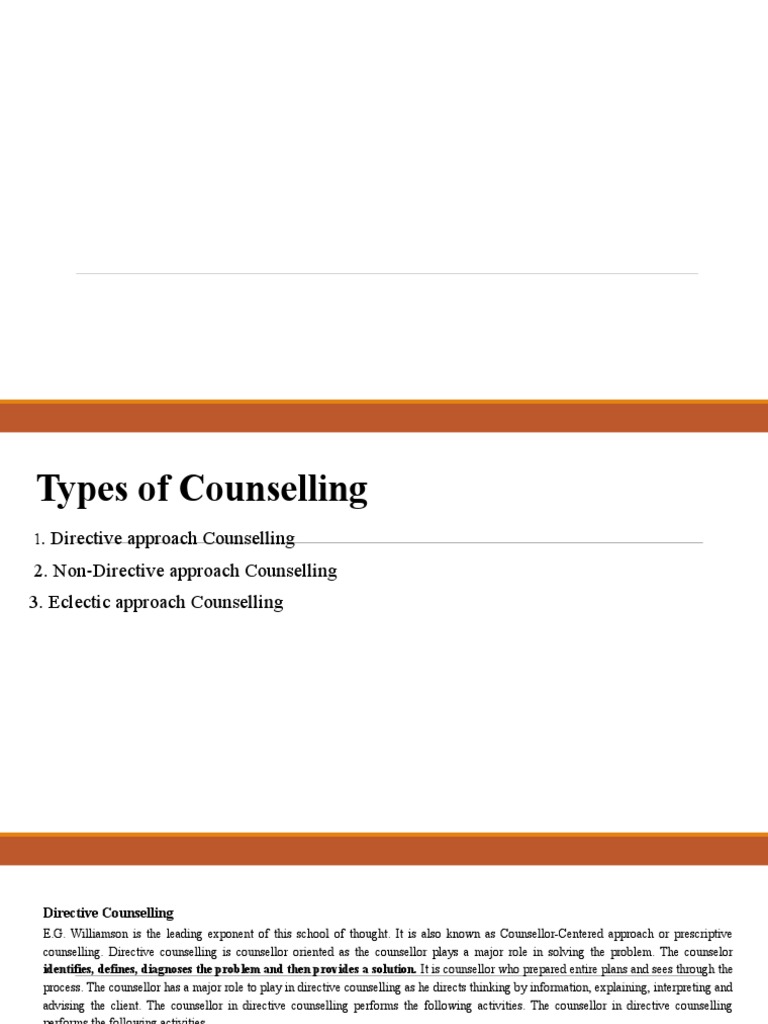 Types of Counselling Approaches | PDF | Counseling Psychology | Thought