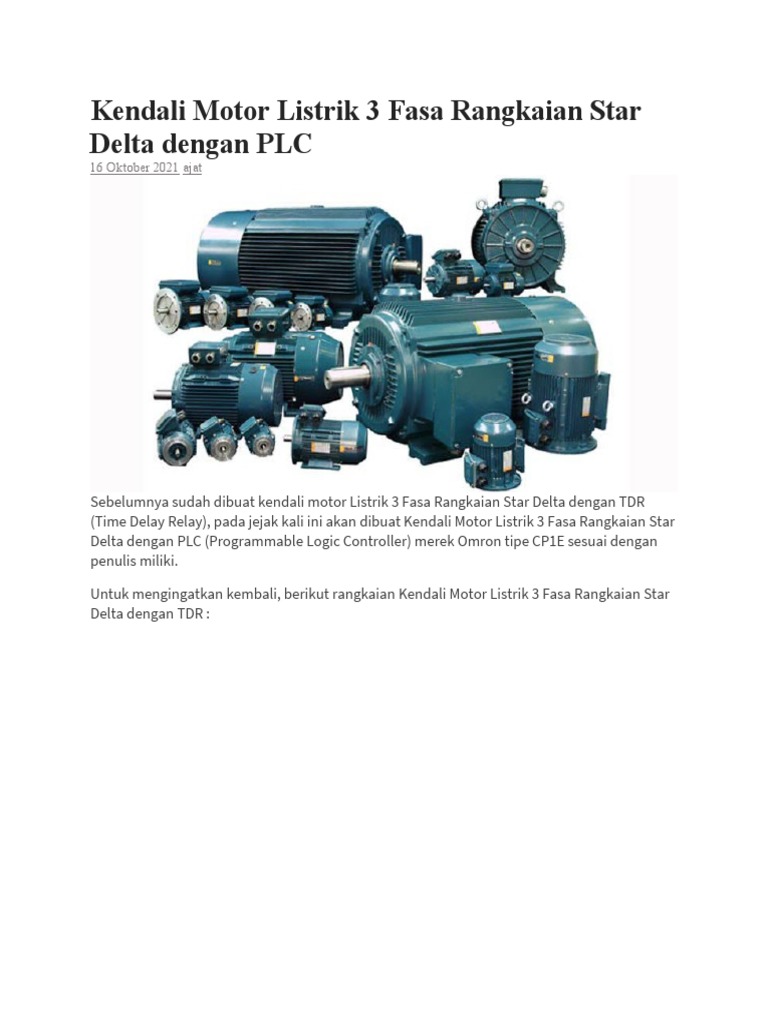 Kendali Motor Listrik 3 Fasa Rangkaian Star Delta Dengan PLC | PDF