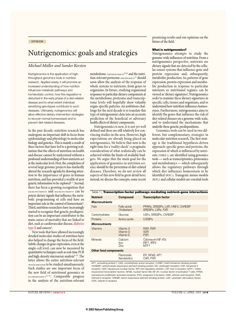 Nutrigenomics Goals and Strategies | PDF | Gene Expression | Single ...