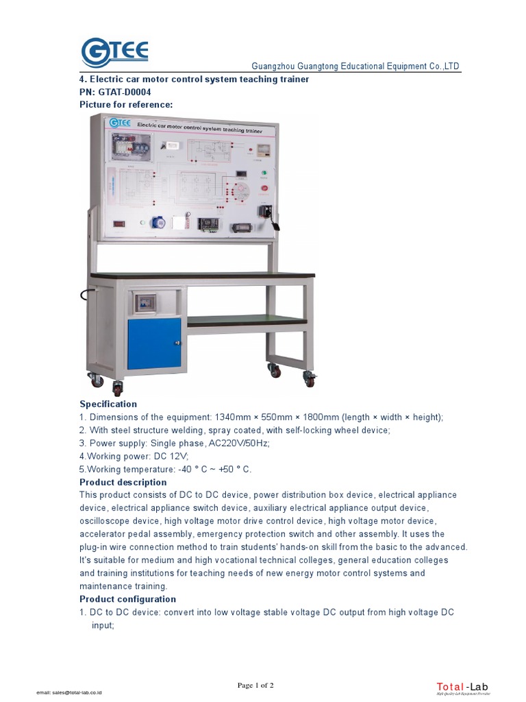 Electric Car Motor Control System Teaching Trainer | PDF | Power Supply ...