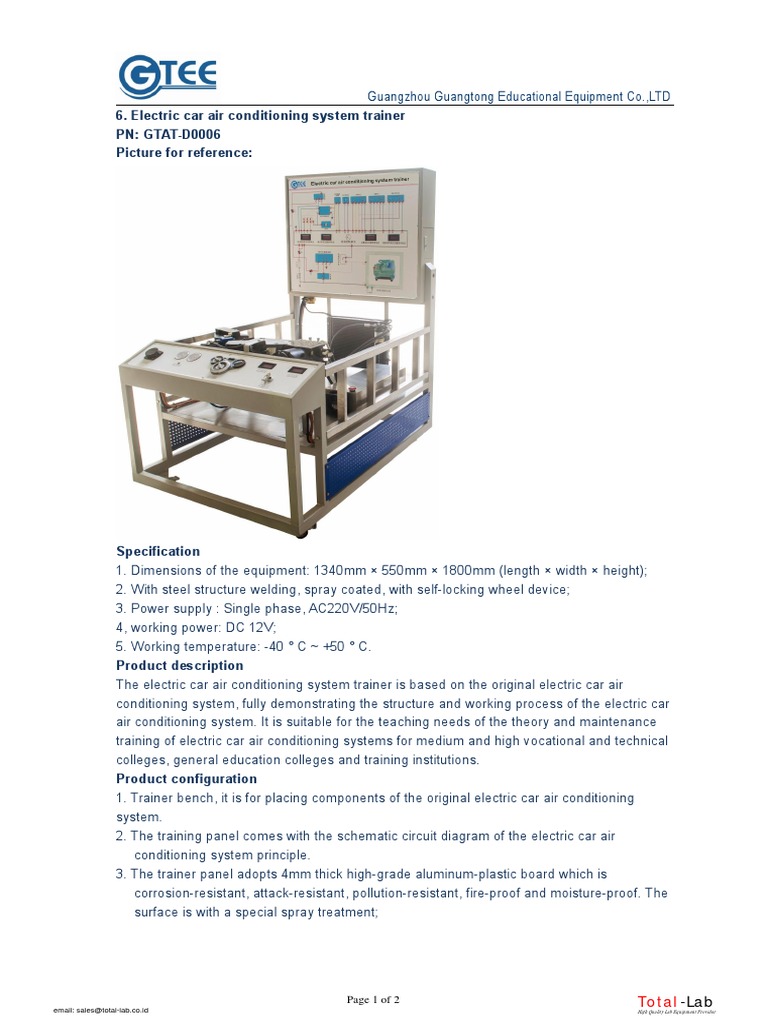 Electric Car Air Conditioning System Trainer | PDF | Technology ...