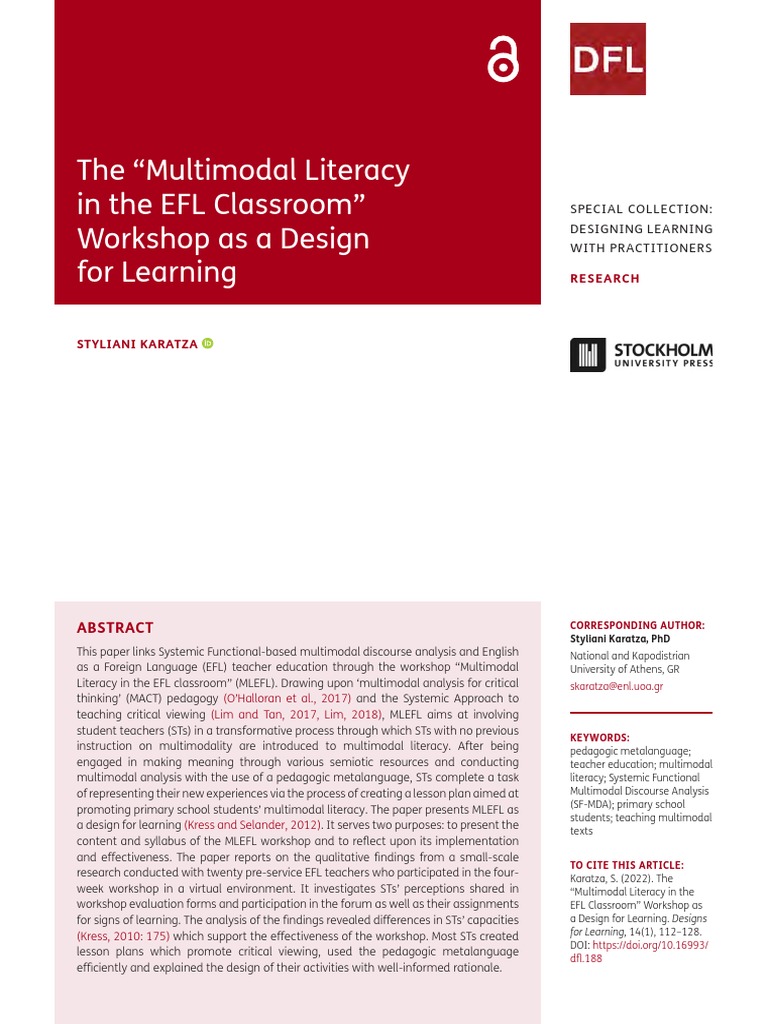 The Multimodal Literacy in The EFL Classroom | PDF | Literacy | Pedagogy