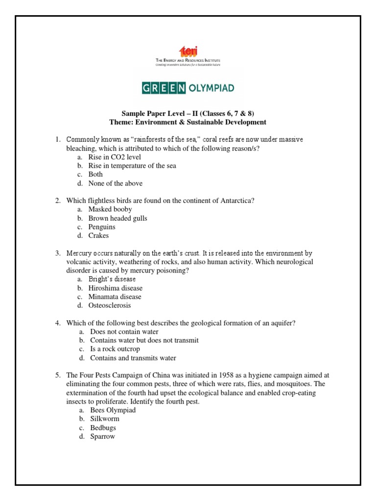 Sample_Paper_Level_2_v1_2 | PDF | Agriculture | Water