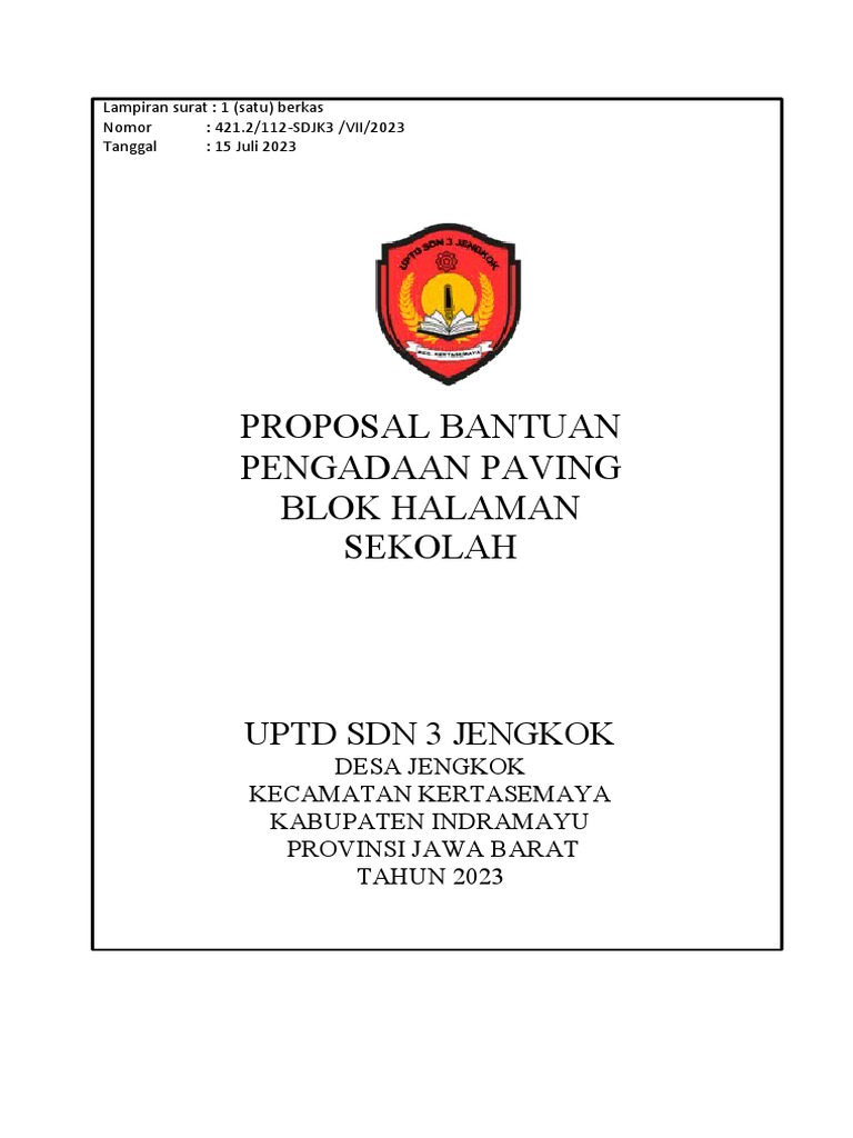 Proposal Paving Block SDN 3 Jengkok | PDF