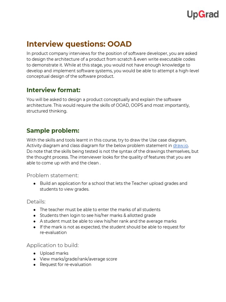Interview+Questions +OOAD | PDF | Use Case | Computer Programming
