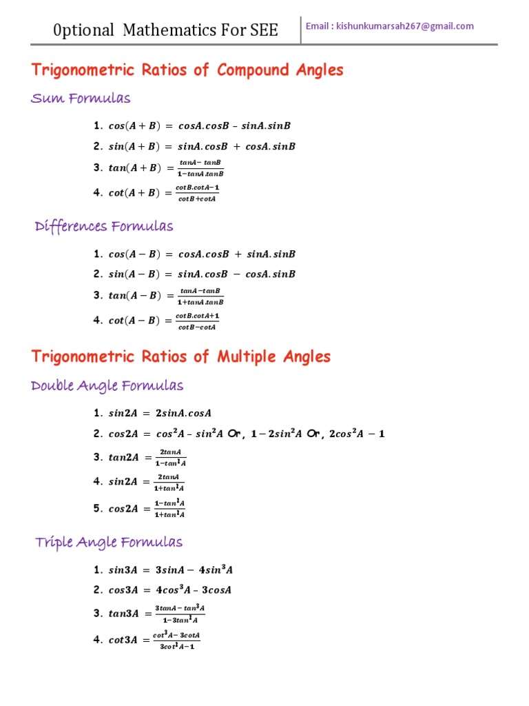 Trigonometric Ratios + Exercise + Compound Ratios of TR | PDF | Trigonometric Functions ...