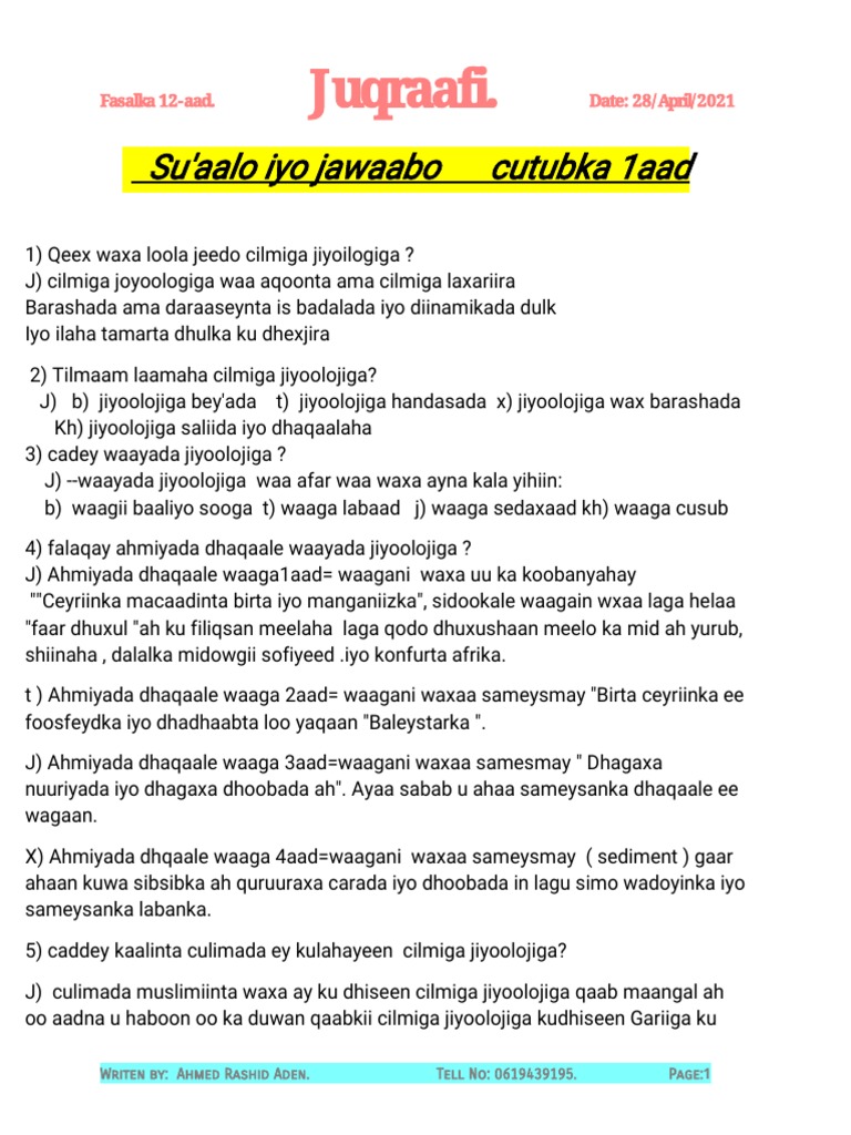 Juqraafi f4 Buuga Jawaabaha | PDF