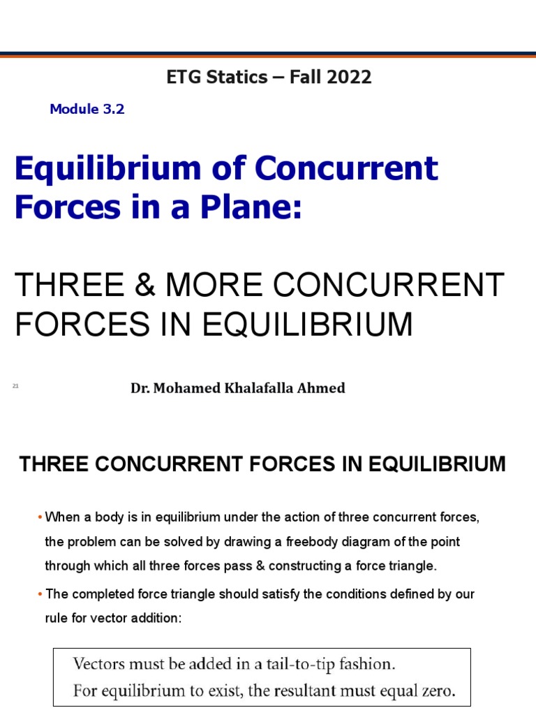 Equilibrium of Concurrent Forces in A Plane | PDF | Force | Triangle